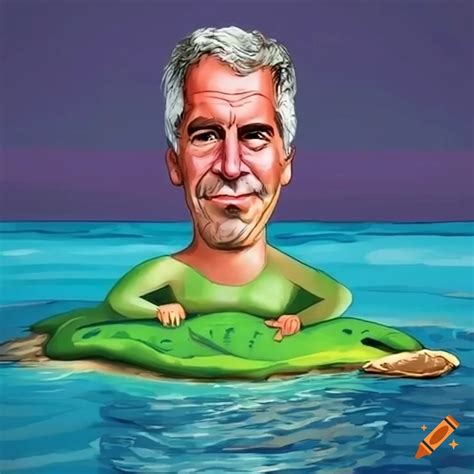 Jeffrey Epstein Cartoon Dressed As A Frog On An Island On Craiyon