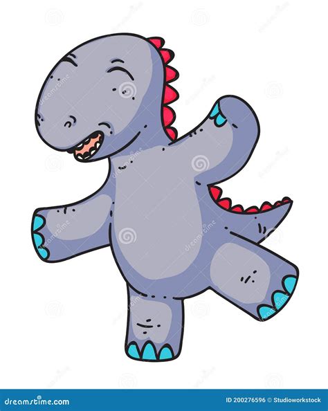 Cute Cartoon Dinosaur Dancing Isolated On White Stock Vector