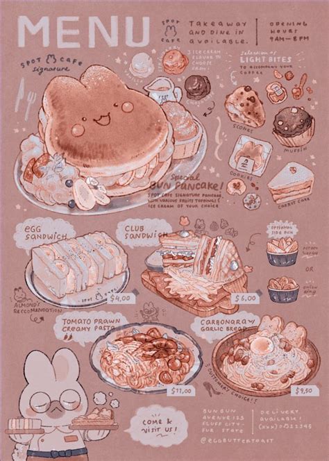 Kat Cafe Dessert Menu Cute Food Art Kawaii Cooking Cute Food