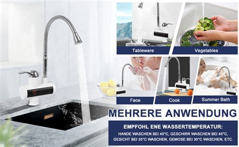 Btstil Elektrischer Durchlauferhitzer Wasserhahn 360° Drehbar Küchenarmatur Mit Lcd