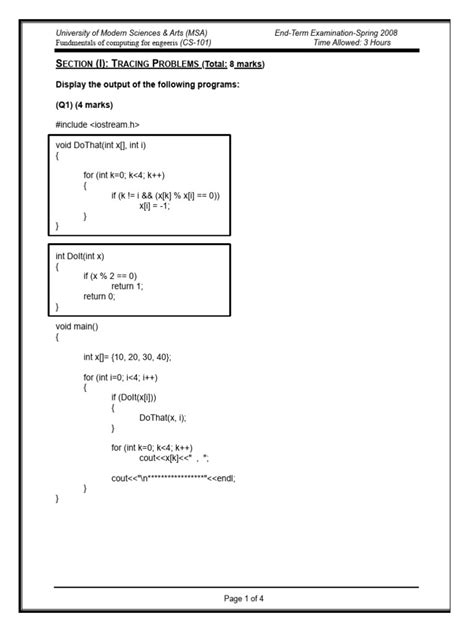 09 Prog I Examinations Pdf Software Engineering Computer Programming