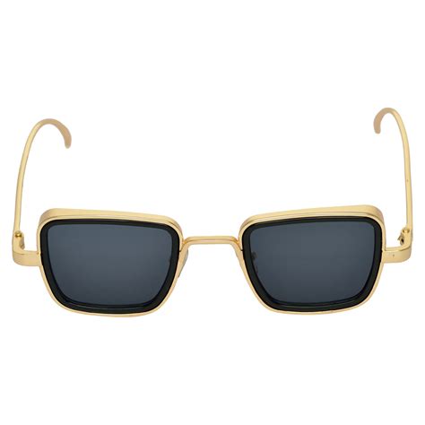 Black And Gold Retro Square Sunglasses Optimetik