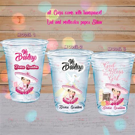 Mi Bautizo Party Cups Mexican Charrita Theme Baptism Favors Etsy