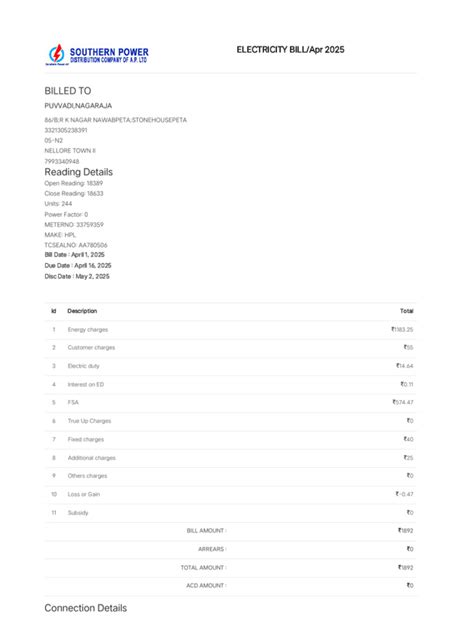 Apspdcl Bill Pdf