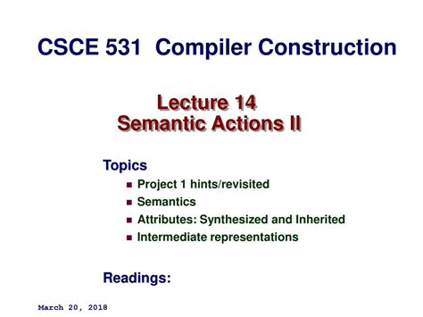 Lecture 14 Semantic Actions Ii Ppt Download
