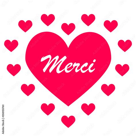 Merci Nuage De Cœurs Roses Carte De Remerciement En Français Stock
