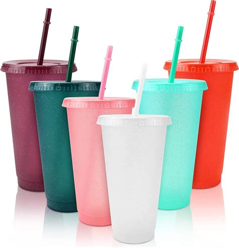 6 Packs Tumbler With Straw And Lid Water Bottle Reusable Cups Tumblers