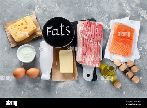 Foods Rich In Fats Main Food Group Macronutrient Fats Top View