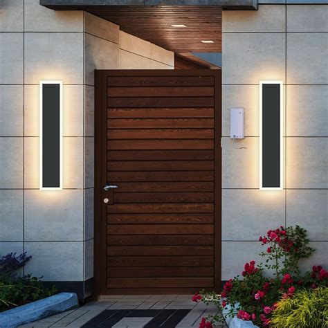 Xbuyee 2 Pack 24in Modern Outdoor Wall Light Led Long Wall Lighting