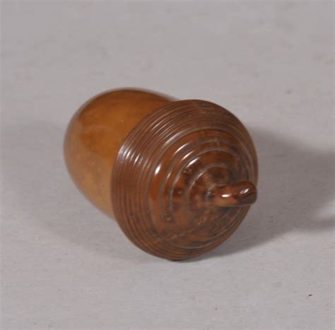 Antique Treen 19th Century Coquilla Nut Thimble Case Bada
