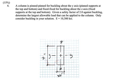 solved 15 4 a column is pinned pinned for buckling about
