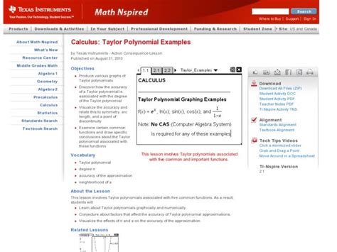 Taylor Polynomial Examples Lesson Plan For 9th 12th Grade Lesson Planet