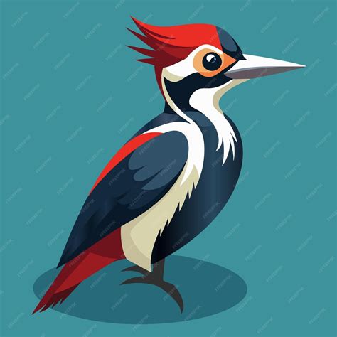 Un Dibujo De Un Pájaro Con Una Cabeza Roja Y Una Franja Blanca En El