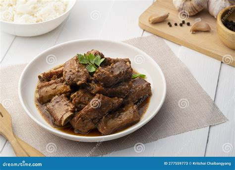 Braised Pork Spare Ribs With Soy Sauce Stock Image Image Of Soup
