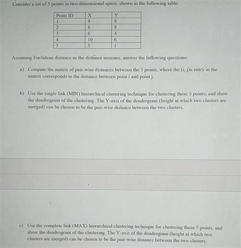 Solved Consider A Set Of Points In Two Dimensional Space Chegg