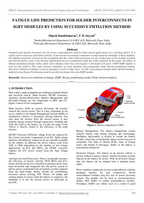 Pdf Fatigue Life Prediction For Solder Interconnects In Igbt Modules
