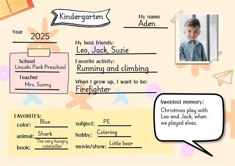 Kindergarten Memory Box Folder Cover Memory File Folder Printable