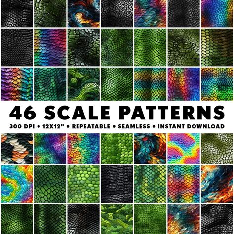 46 Scale Patterns Seamless Scales Patterns Repeatable Lizard Pattern