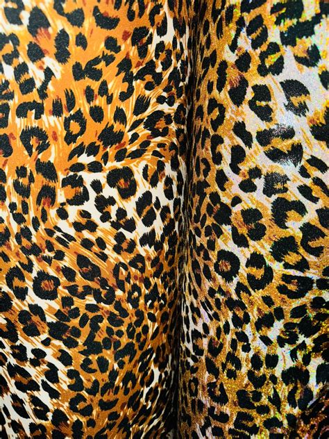 Exotic Leopard Design With Hologram Foil And Without Foil Nylon Spandex 4 Way Stretch 58 60