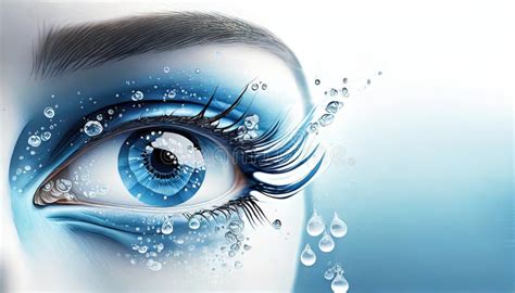 Illustration Frappante Dun Oeil Bleu Avec Des Gouttelettes Deau
