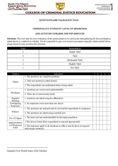 Questionnaire Validation Tool Questionnaire Validation Tool