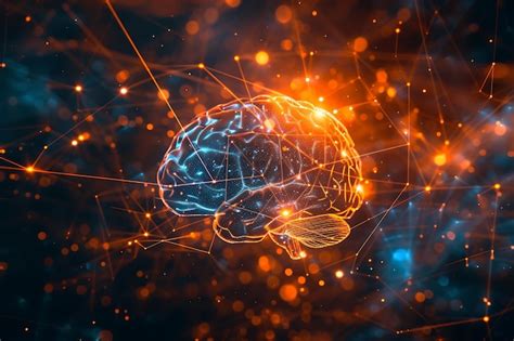 Abstract Depiction Of Brain And Web Tech Premium Ai Generated Image