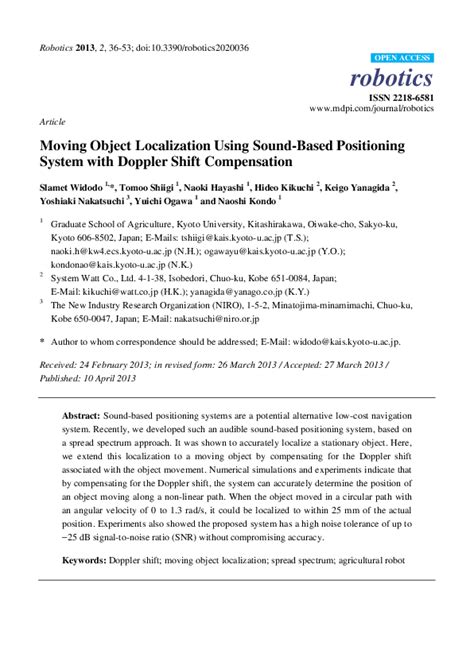 Pdf Moving Object Localization Using Sound Based Positioning System
