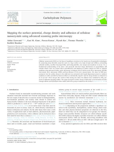 Pdf Mapping The Surface Potential Charge Density And Adhesion Of Cellulose Nanocrystals Using
