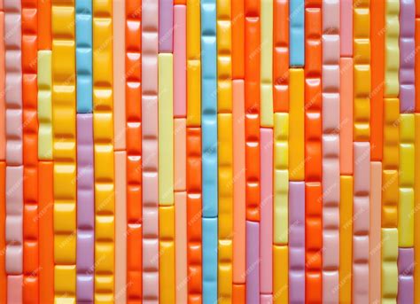 Arrangement Of Candy Strips In Pastel Colors On Orange Background