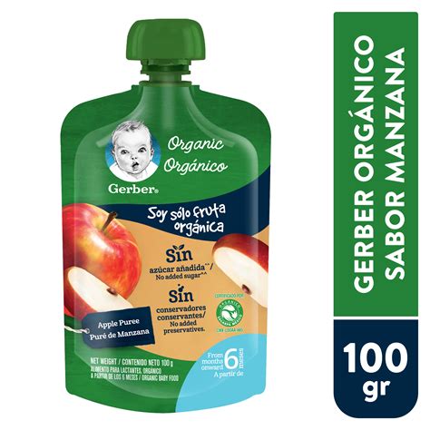 Colado Gerber Orgánico Manzana Sin Azúcar Añadida 100 G Maxipalí