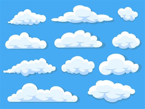 Ilustración De Conjunto De Diferentes Nubes De Dibujos Animados