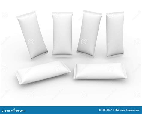 White Blank Flow Wrap Packet With Clipping Path Stock Illustration