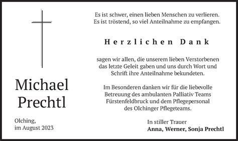 Traueranzeigen Von Michael Prechtl Trauer Merkur De