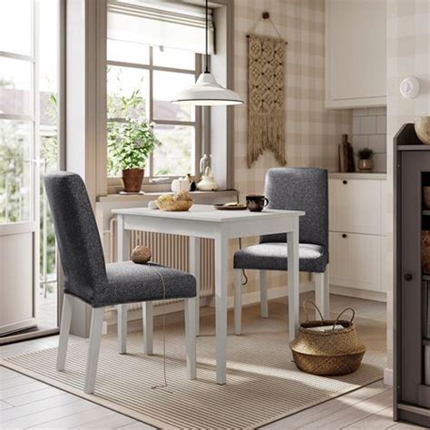 Nasingebergmund White Gunnared Medium Grey 2 Chairs Kitchen Table Set