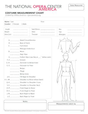 Costume Measurement Chart Fill And Sign Printable Template Online