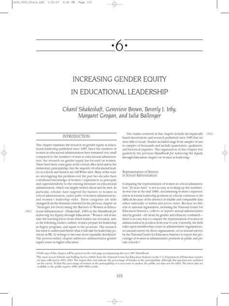 Gender And Equity In Education Today Pdf Leadership Sexual Harassment