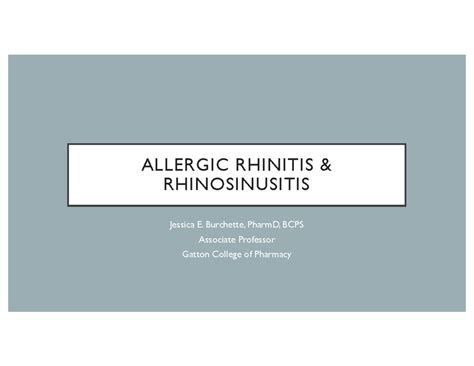 Allergic Rhinitis And Rhinosinusitis Pathophysiology And Treatment Phar