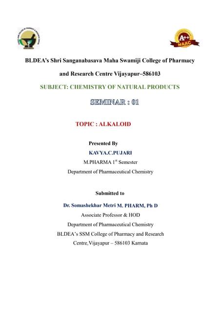 Introduction Classification Of Alkaloids Pptx