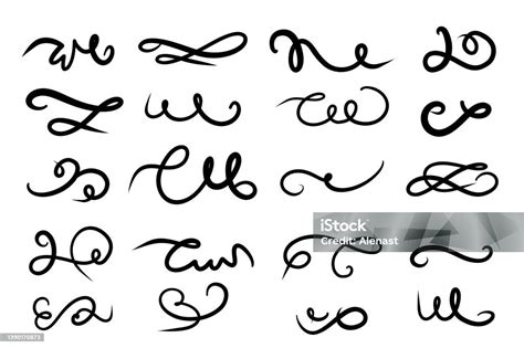 Set Of Hand Drawn Swirls Lettering And Calligraphy Decoration Squiggles