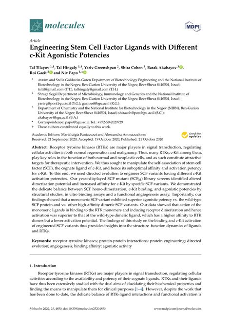 Pdf Engineering Stem Cell Factor Ligands With Different C Kit