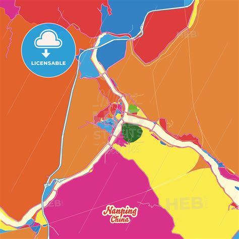 Nanping Fujian China Crazy Colorful Street Map Poster Template Hebstreits