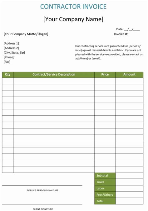 Ace Subcontractor Invoice Template Excel Coffee Shop Employee Schedule
