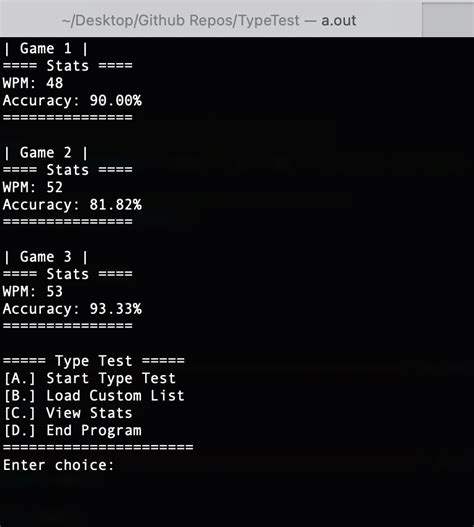 GitHub Nealarch01 TypingTest Terminal Typing Test Made With C