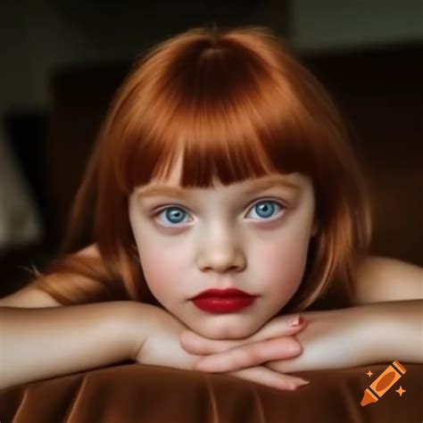 Close Up Of A Girl With Auburn Hair Relaxing On A Couch On Craiyon