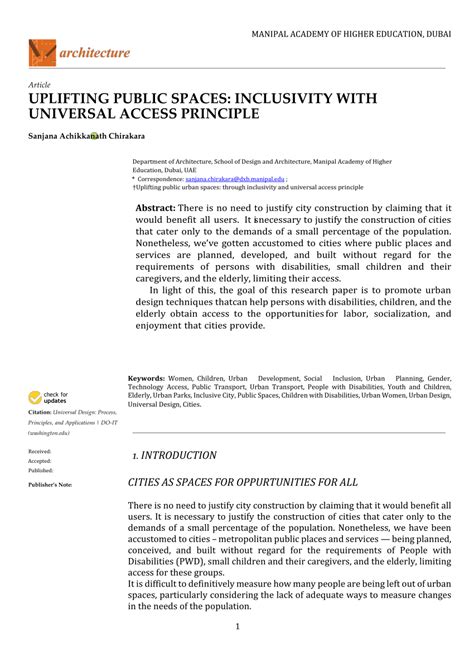 Pdf Uplifting Public Spaces Inclusivity With Universal Access Principle