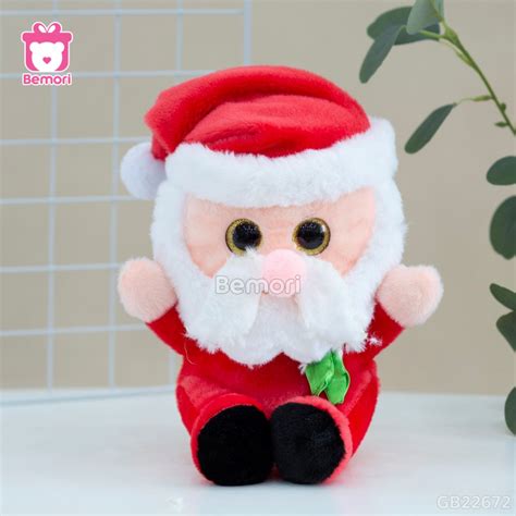 Gấu Bông Ông Già Noel Nơ Xanh Ngồi Bemori