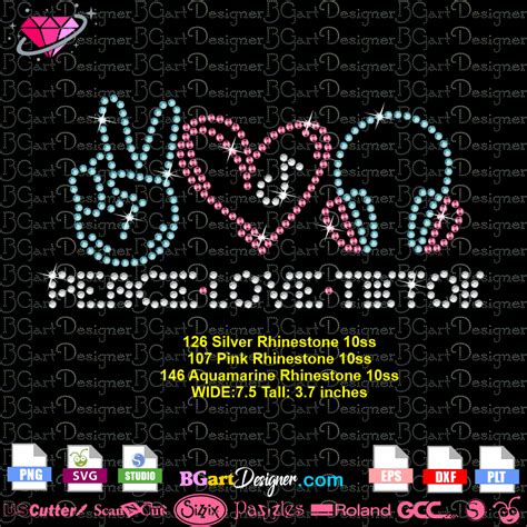 Lll Peace Love Tiktok Rhinestone Diy Bling Transfer