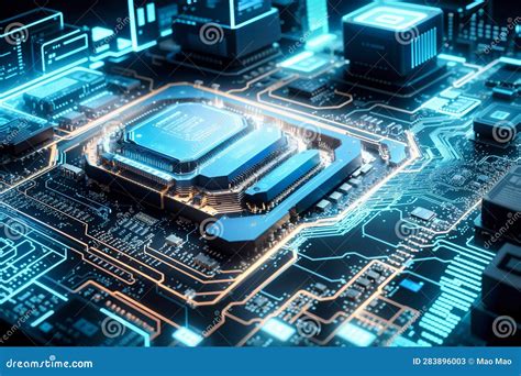 Close Up View Of A Modern Gpu Card With Circuit And Connections 3d Rendering Stock Illustration