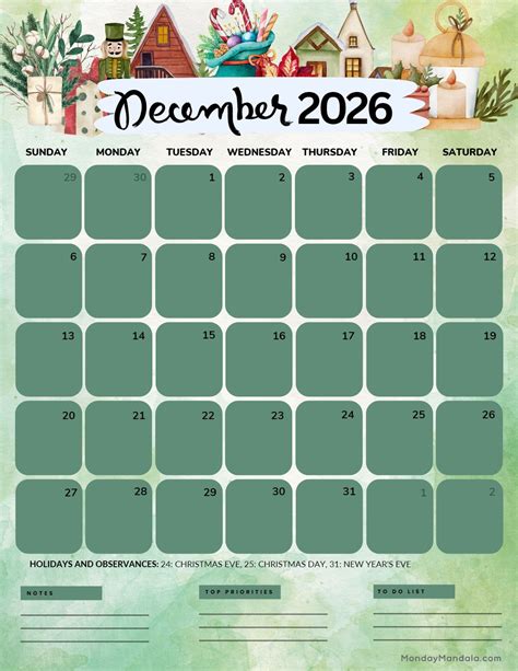 Printable December 2026 Calendar