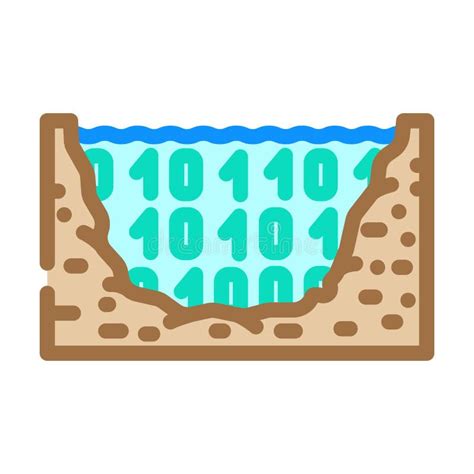 Lake Big Data Color Icon Vector Illustration Stock Illustration